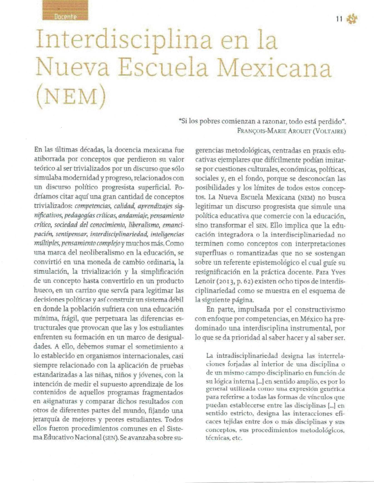 Interdisiplina EN LA Nueva Esela Mexicana 031459 - Docente 11 ...