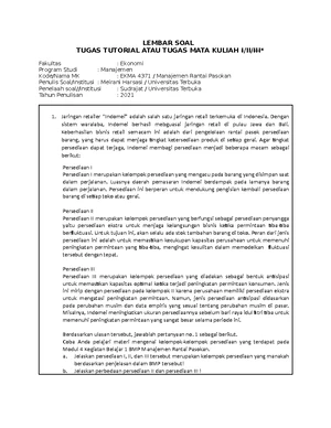Tugas 3 Manajemen Rantai Pasokan - LEMBAR SOAL TUGAS TUTORIAL ATAU TUGAS MATA KULIAH I/II/III ...