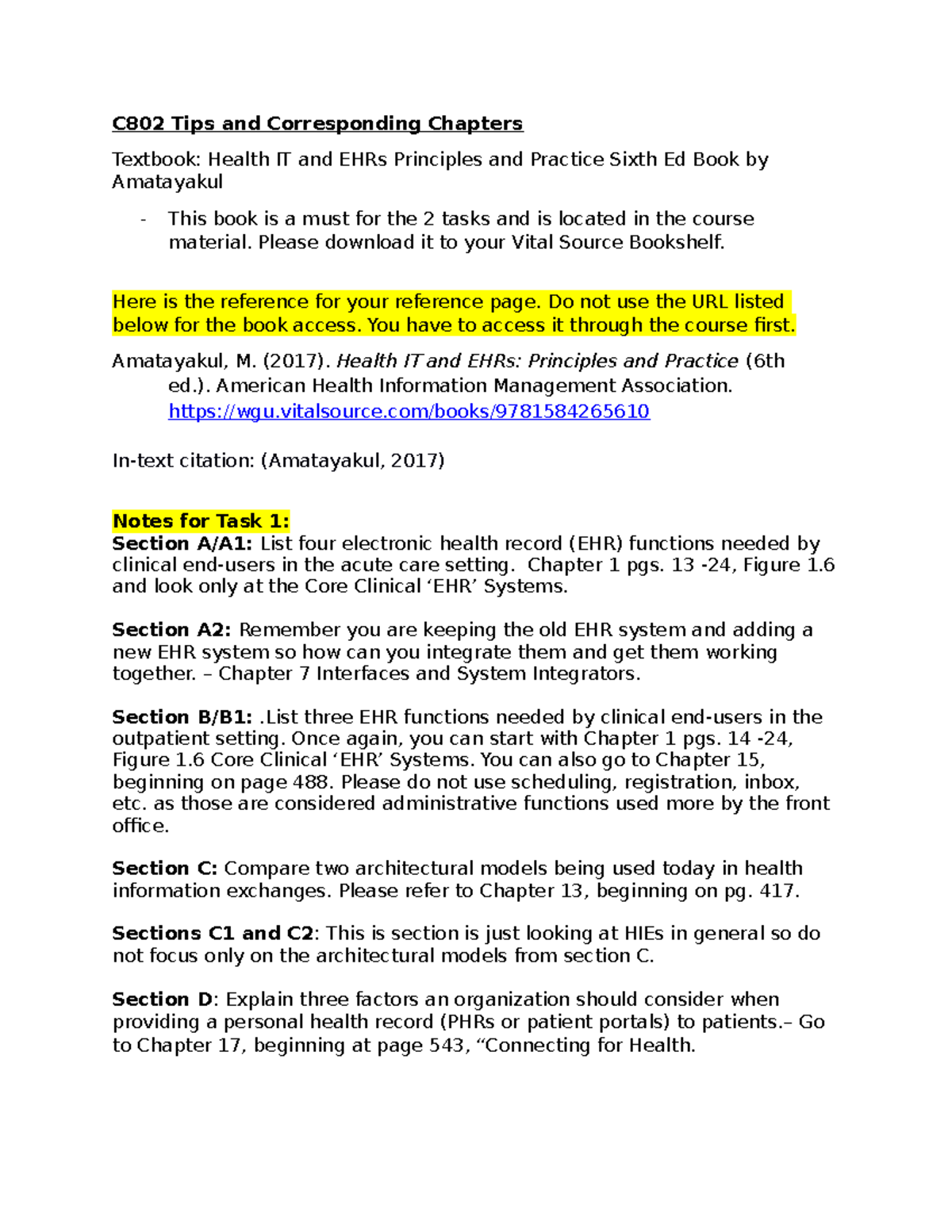 C802 Tips and Guidelines for EHR Tasks and Integrations - Studocu