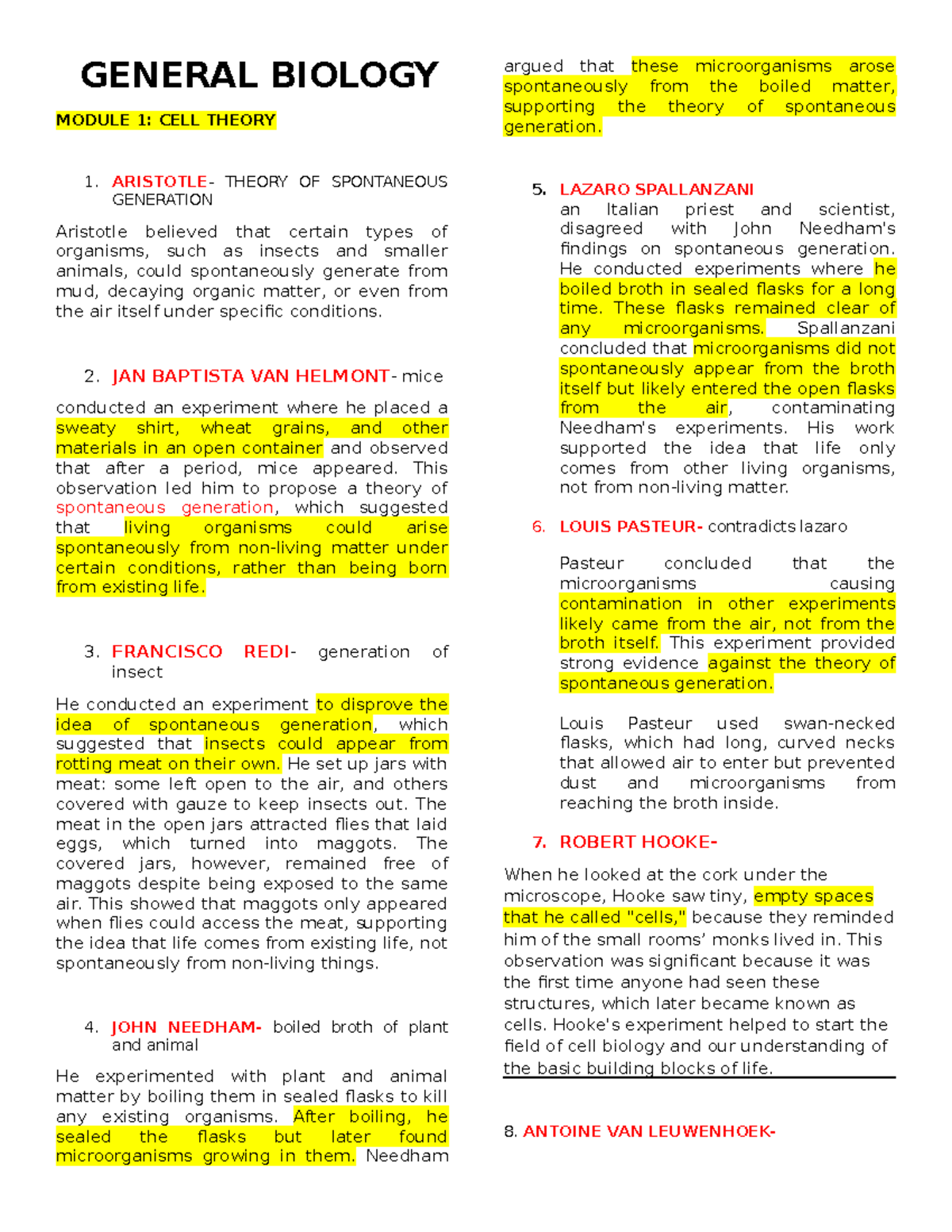 General Biology - GENERAL BIOLOGY MODULE 1: CELL THEORY 1. ARISTOTLE ...