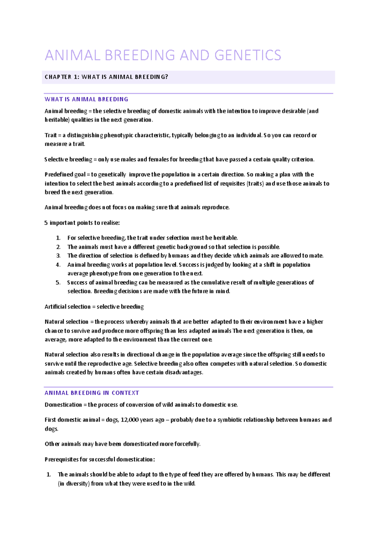 ABG20306 - Samenvatting van ABG - ANIMAL BREEDING AND GENETICS CHAPTER ...