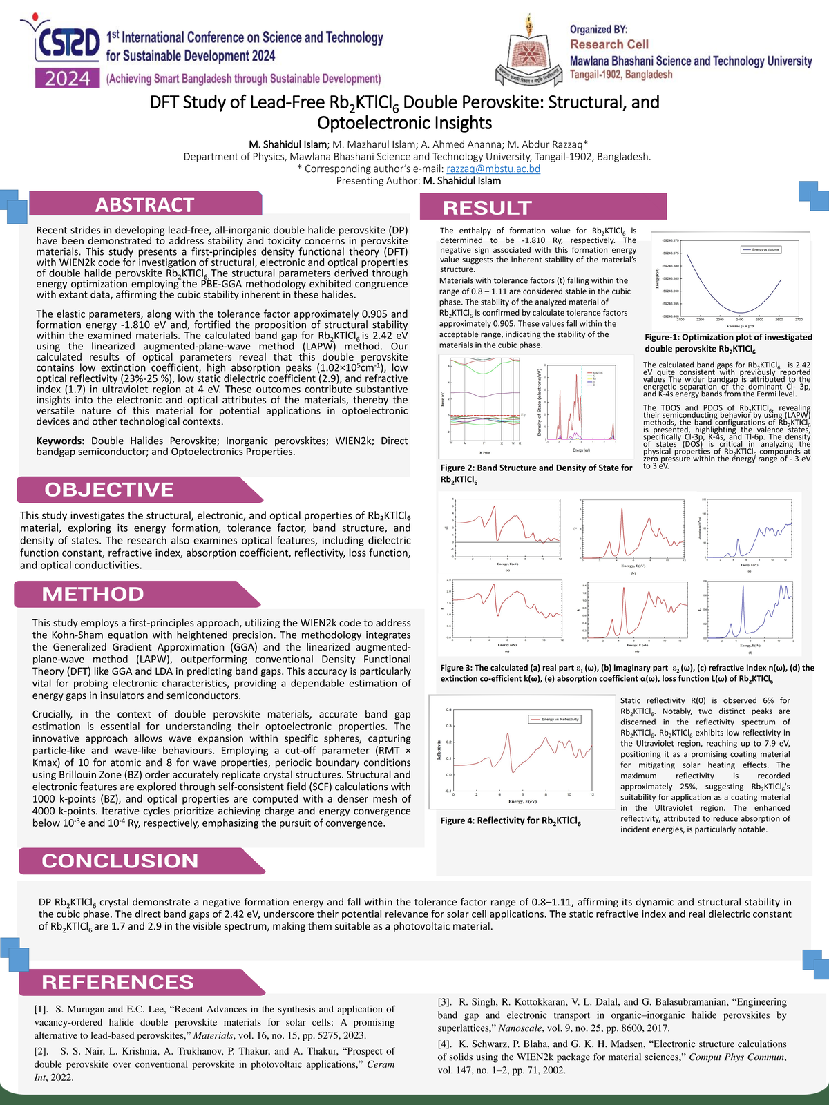 DFT Analysis of Rb2KTlCl6 Double Perovskite: Structure & Optoelectronic ...