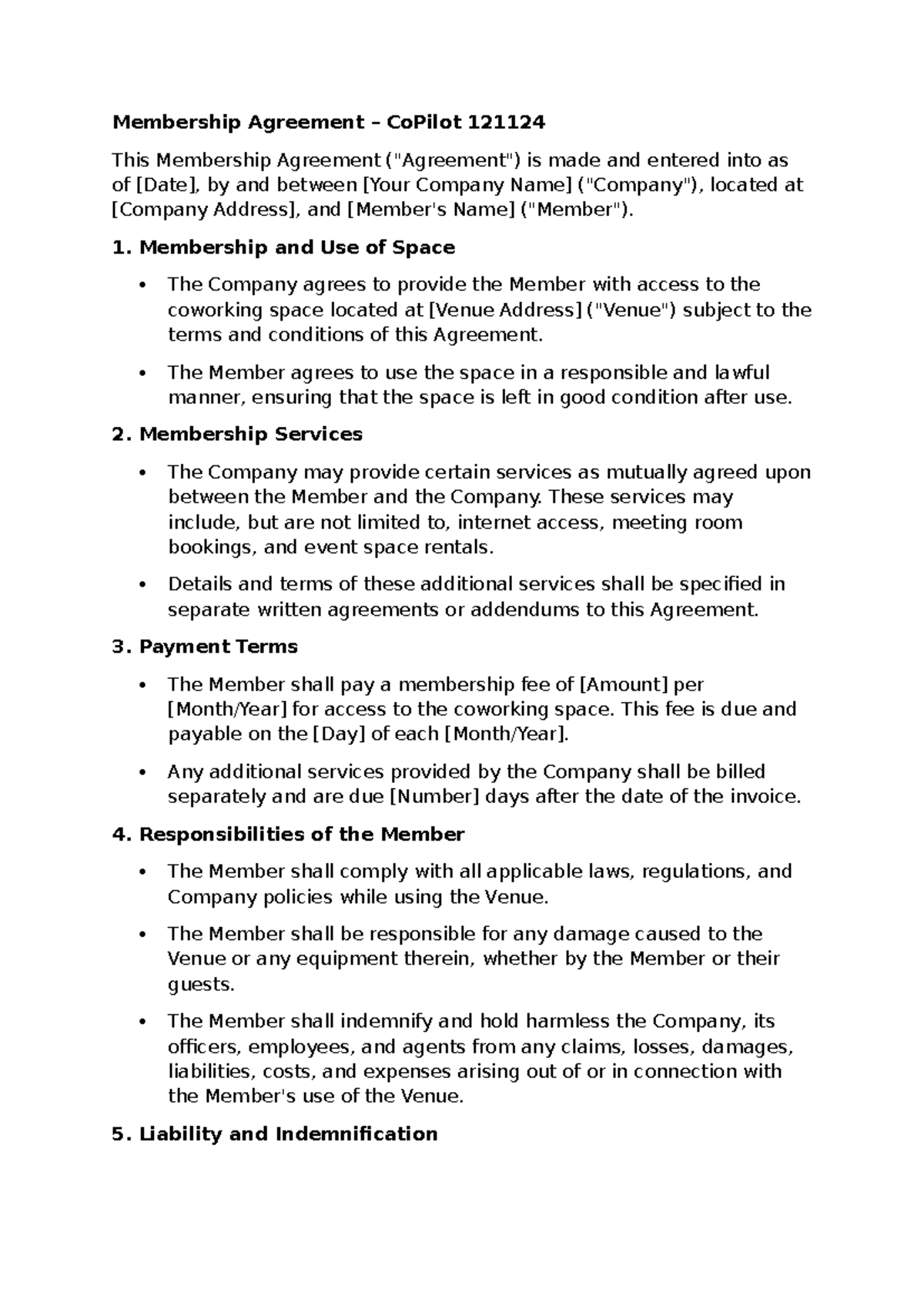 Membership Agreement for CoPilot 121124 - Studocu