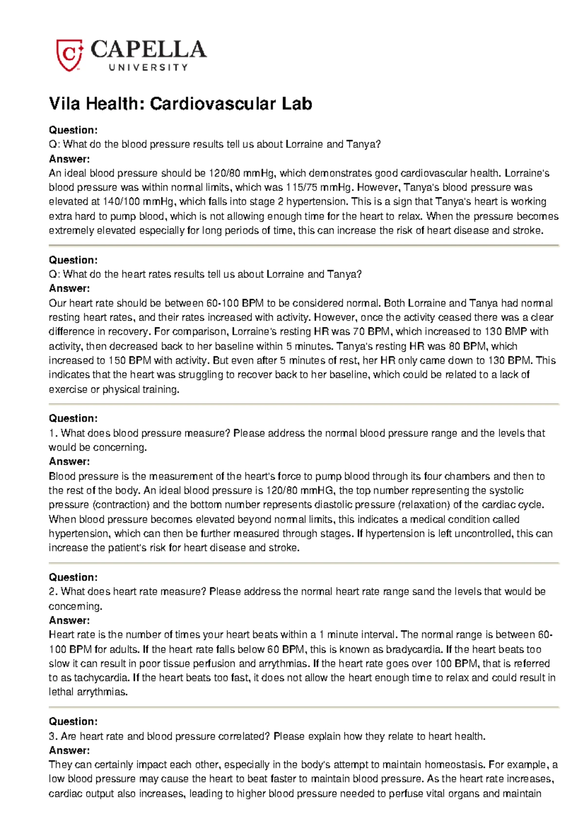Cardiovascular Lab Assignment 1 - Analysis of Blood Pressure & Heart ...