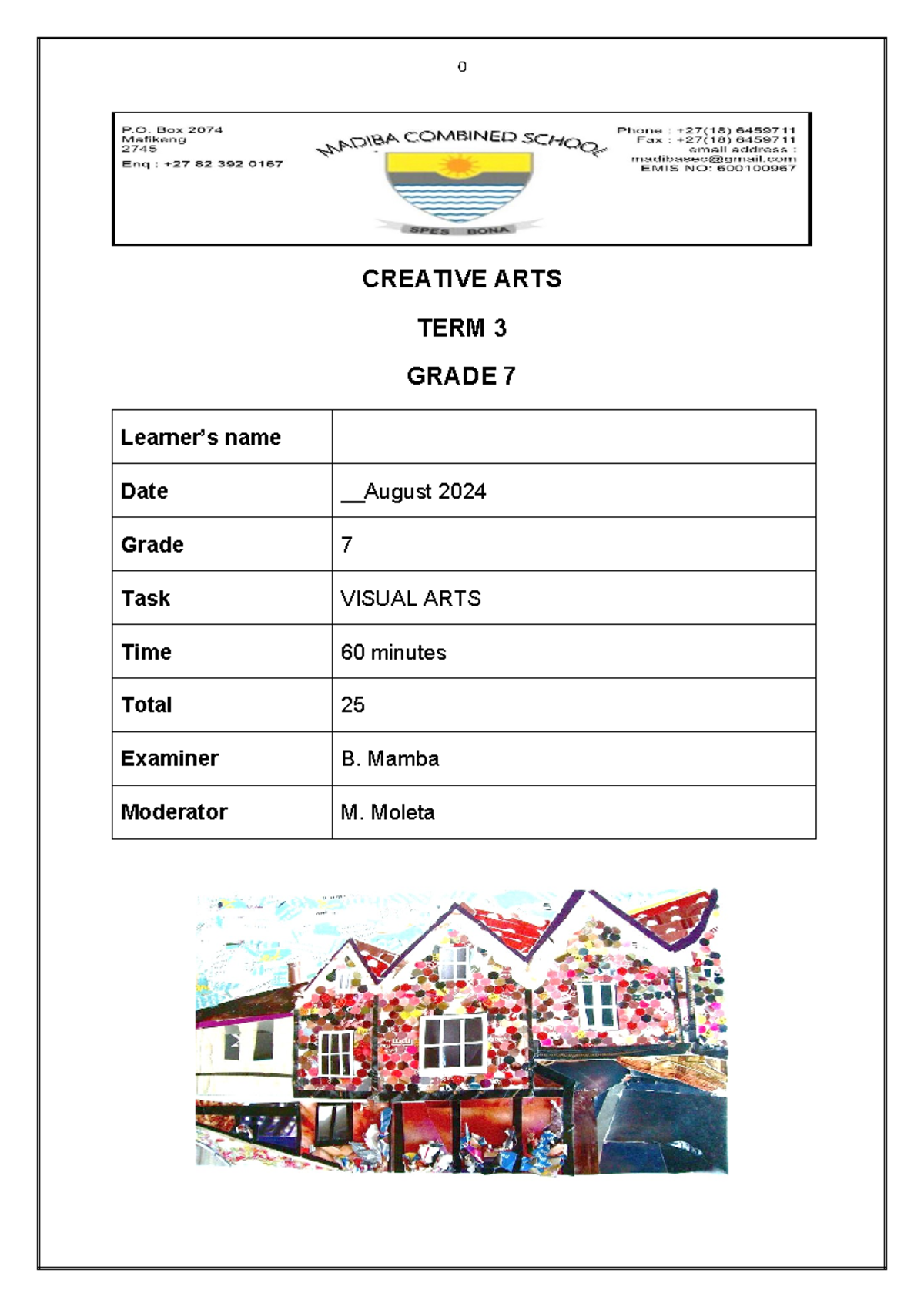 Grade 7 TERM 3 Visual Arts Collage Project Instructions - Studocu