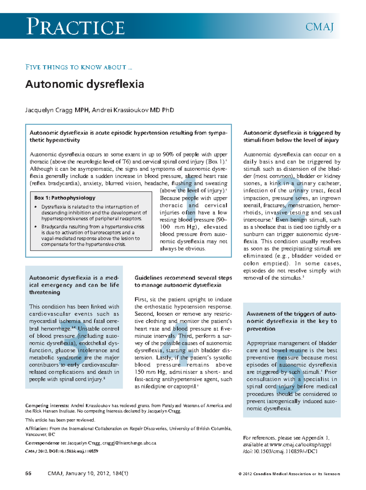 Understanding Autonomic Dysreflexia: Key Insights and Management - Studocu