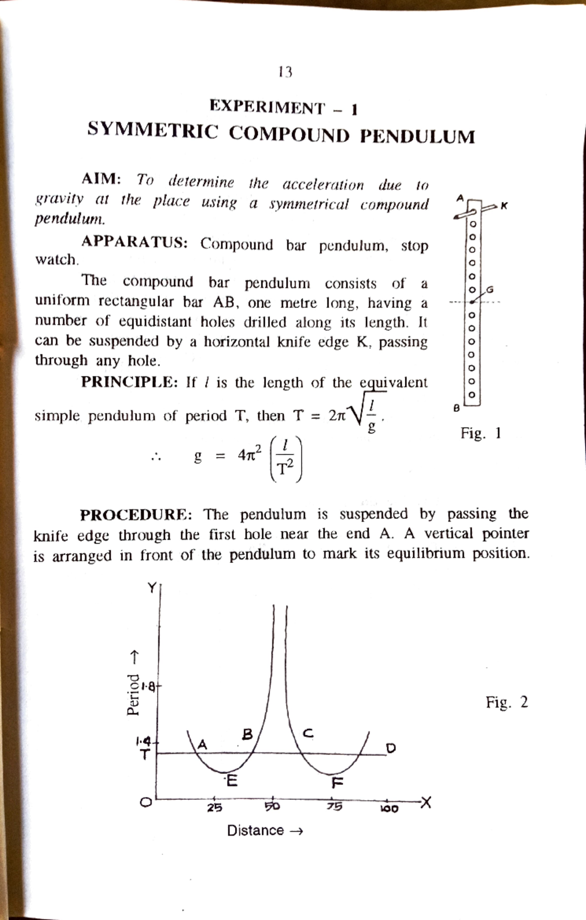 Set 1 - Experiment 1: Symmetric Compound Pendulum Method and Analysis ...