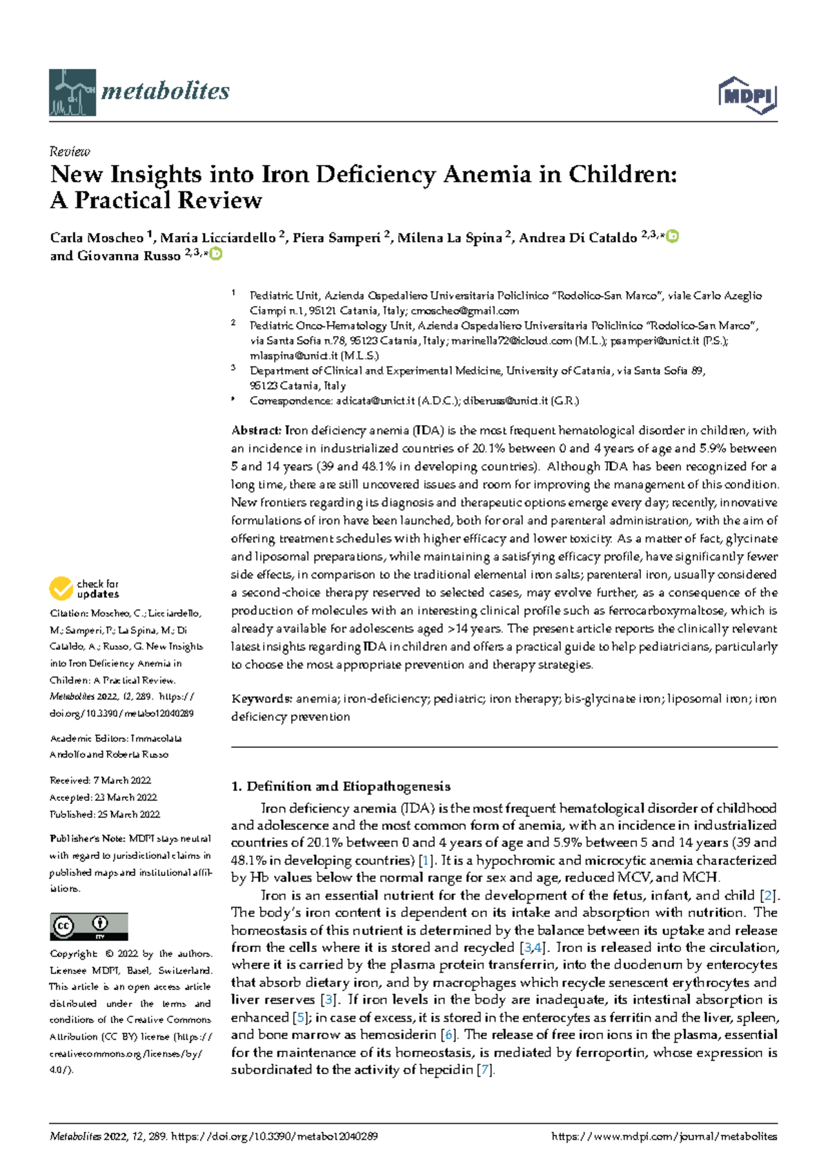 New Insights into Iron Deficiency Anemia in Children: A Practical ...
