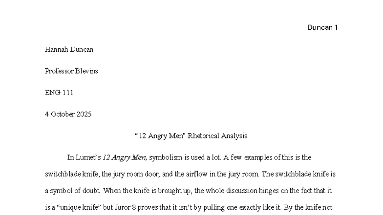 ENG 4 Final Exam: Rhetorical Analysis of 12 Angry Men - Studocu