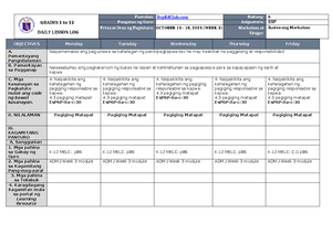 Grade 4 DLL Science 4 Q4 Week 6 - DAILY LESSON LOG School: MAHARLIKA ES ...