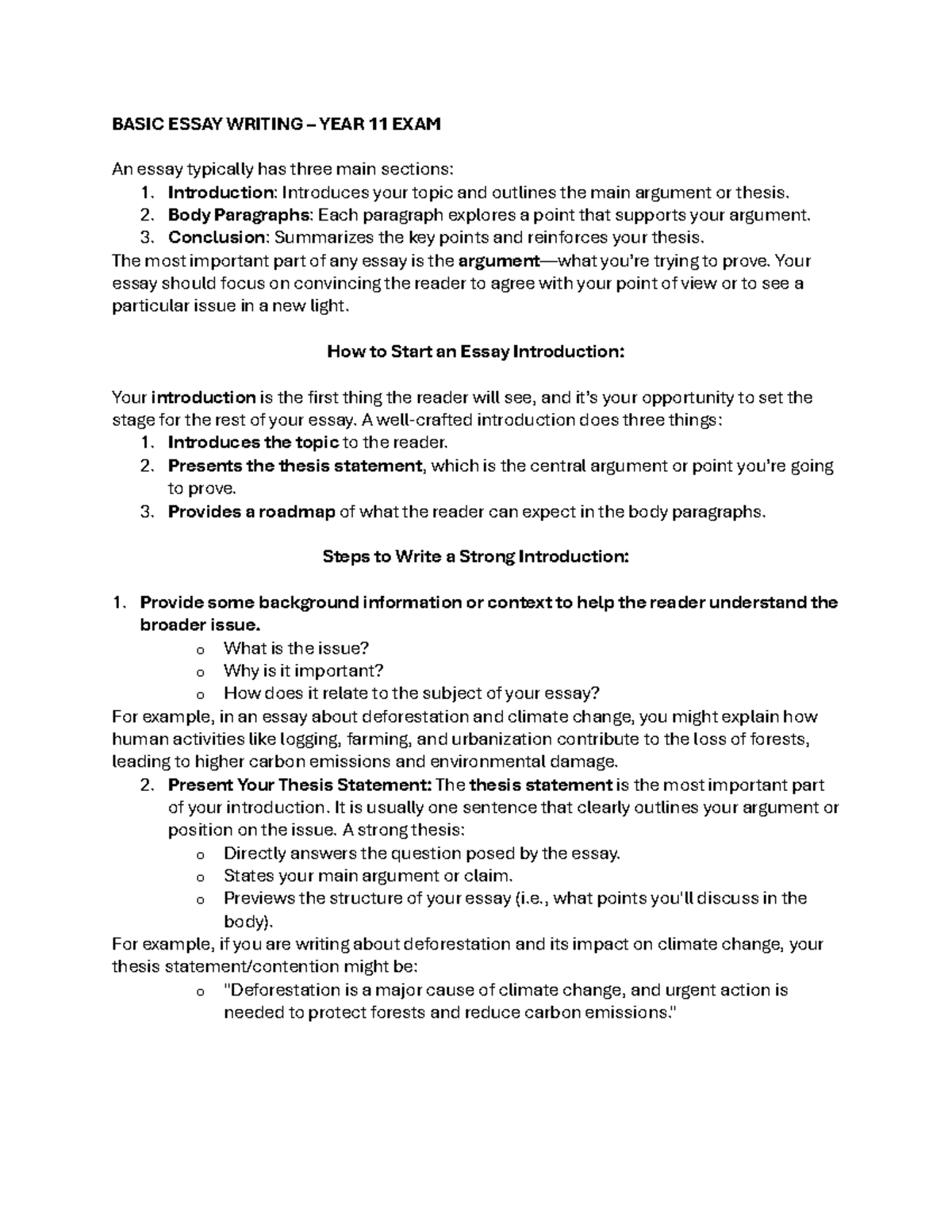 BASIC ESSAY WRITING TIPS FOR YEAR 11 EXAM PREPARATION - Studocu