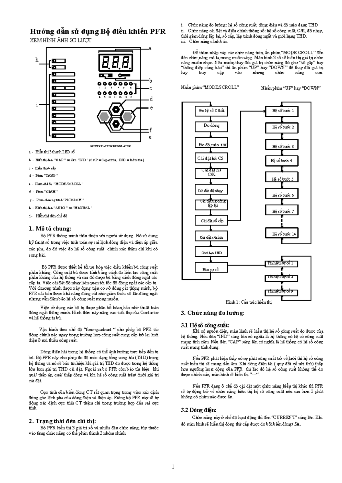 Hướng Dẫn Sử Dụng Bộ Điều Khiển Tụ Bù Mikro PFR Series - Studocu