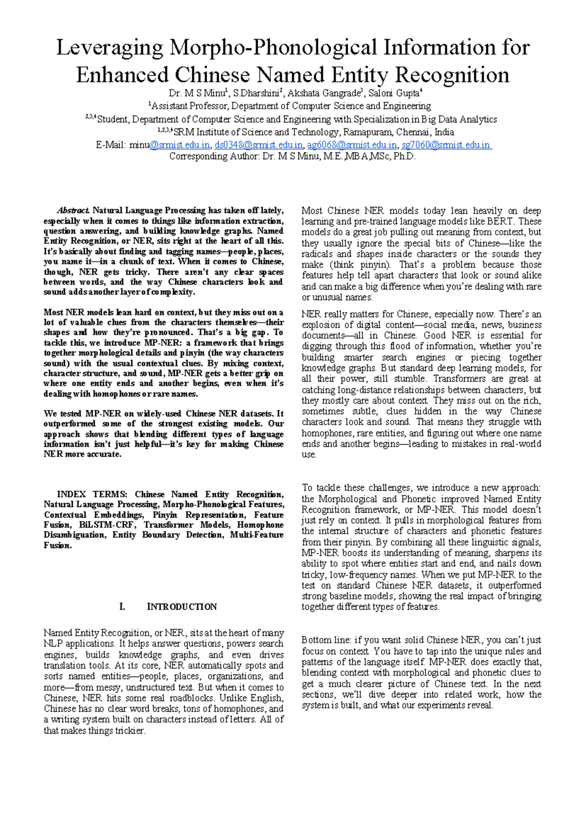 Chinese NER Framework: Enhancing Recognition with Morphological ...