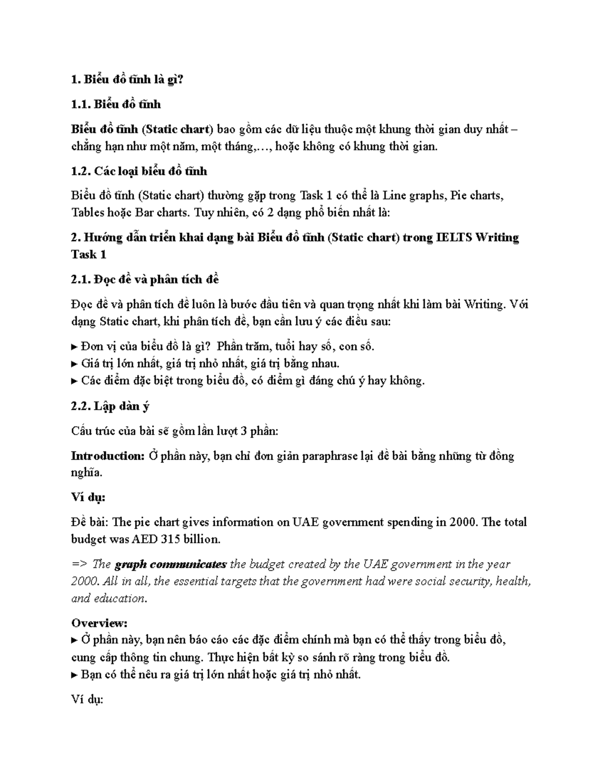 Writing Task 1 - Static Chart Guide for IELTS Preparation - Studocu