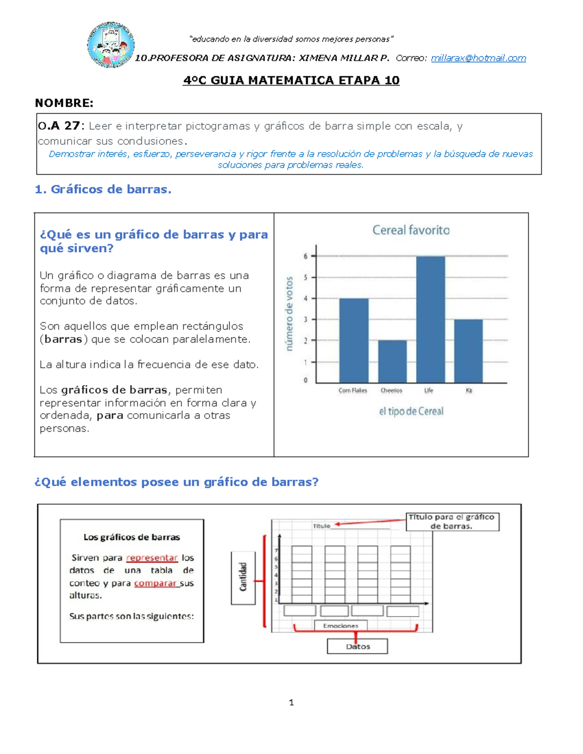 4ºC- Matematica-10docx - O 27 : Leer e interpretar pictogramas y ...