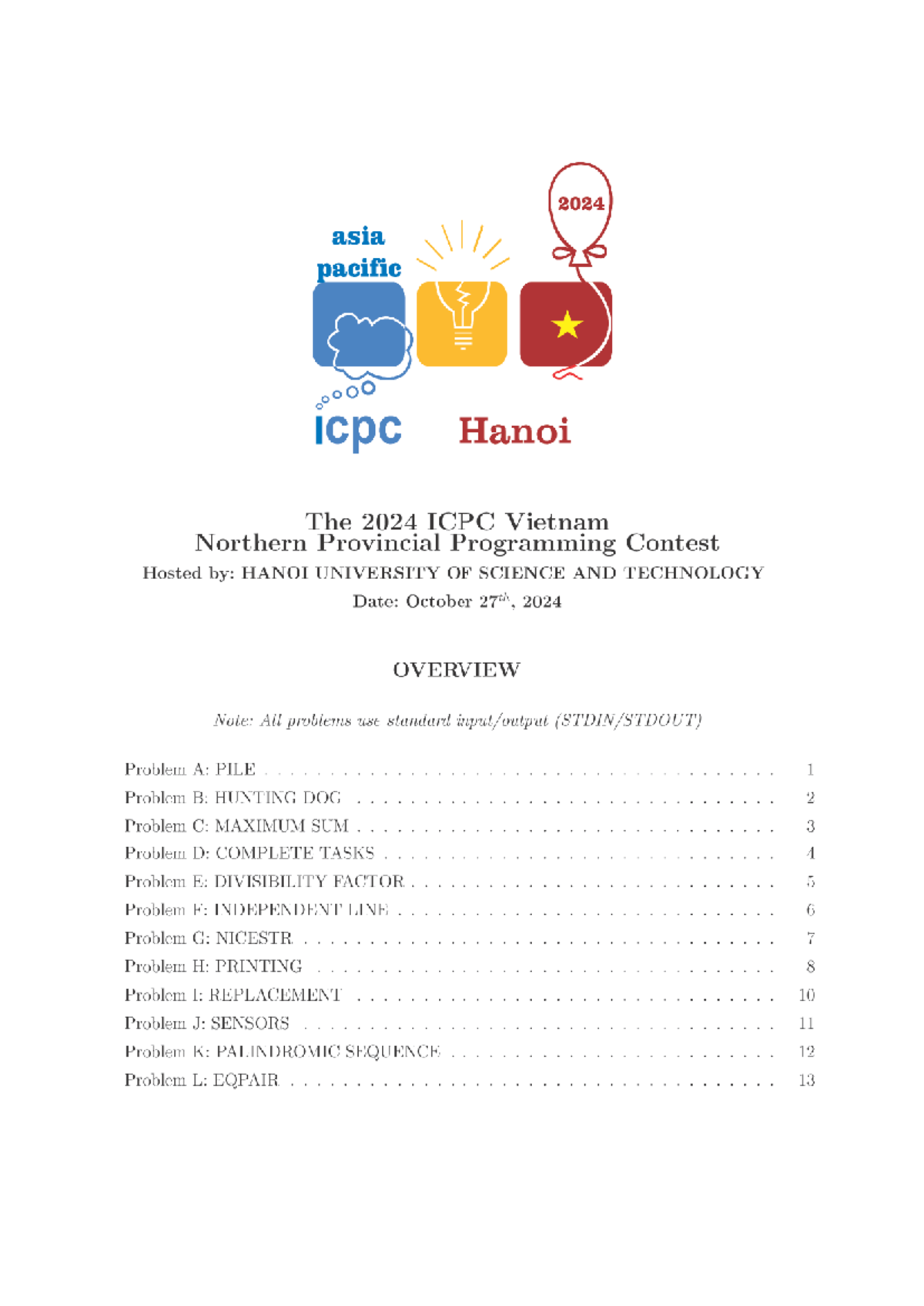 2024 ICPC Vietnam Northern Provincial Programming Contest Overview ...