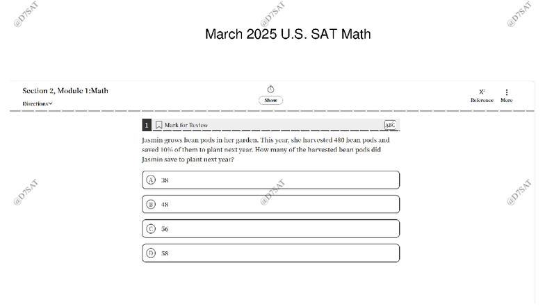 U.S. SAT Math Section 2, March 2025 - Full Practice v1 - Studocu
