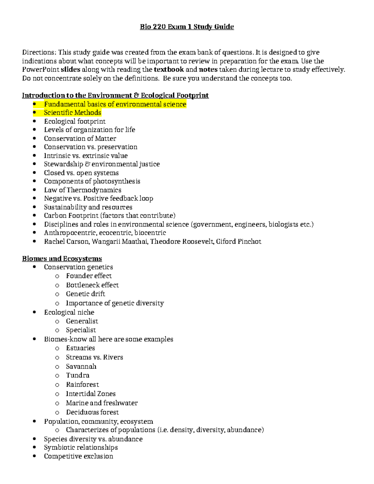 Bio 220 Final Exam Study Guide: Key Concepts & Review Material - Studocu