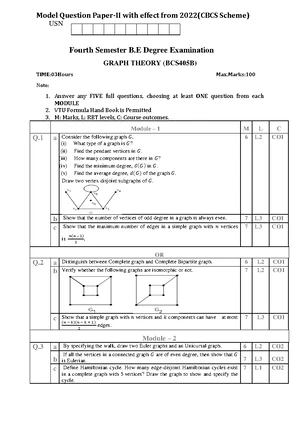 GT(BCS405B) Model Question Paper II - Graph Theory for 4th Semester ...