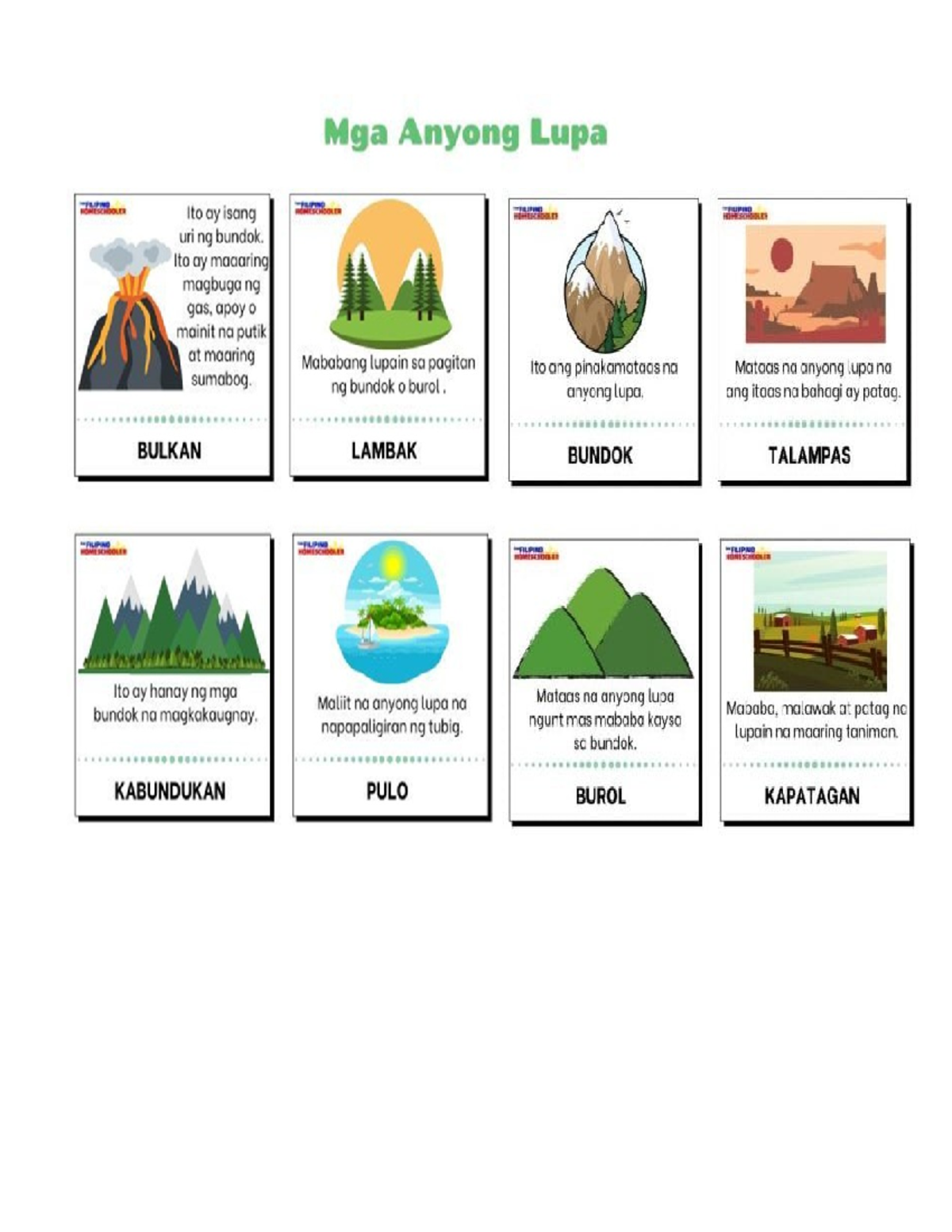 Araling Panlipunan: Anyong Lupa at Mga Halimbawa ng Land Forms - Studocu