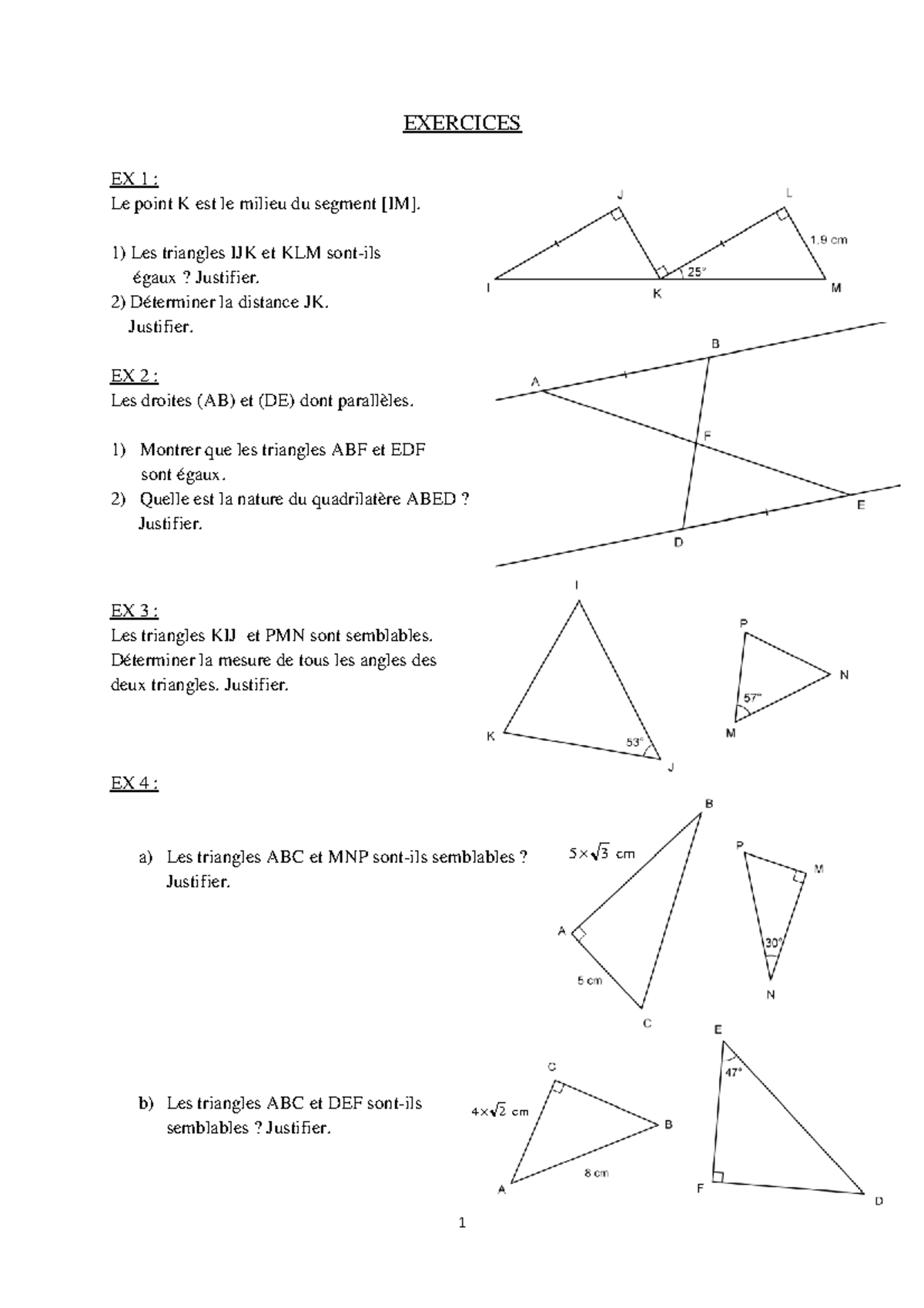 Série 3 - Exercices sur les Triangles et Quadrilatères - Studocu