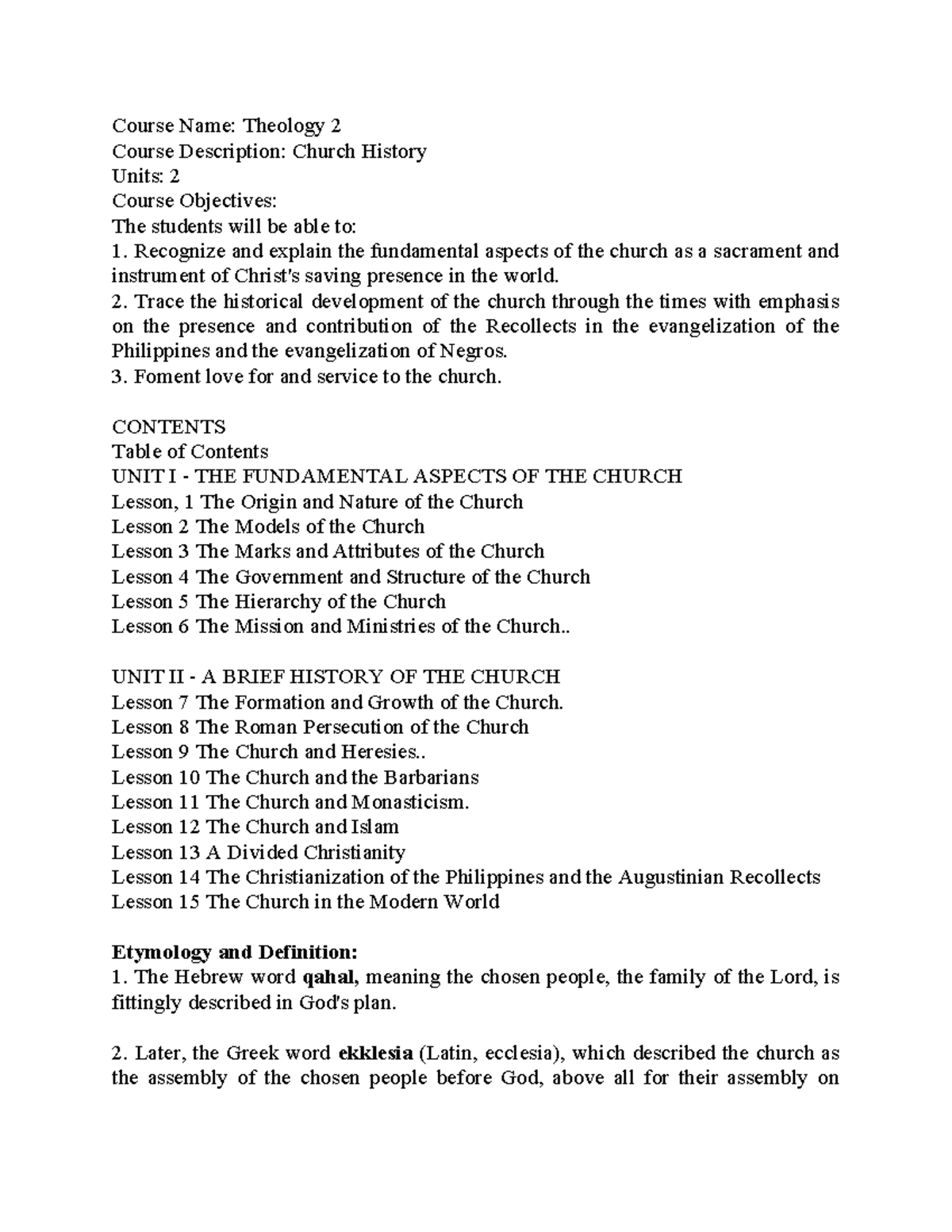 Theology 2: Church History Overview and Key Concepts - Studocu