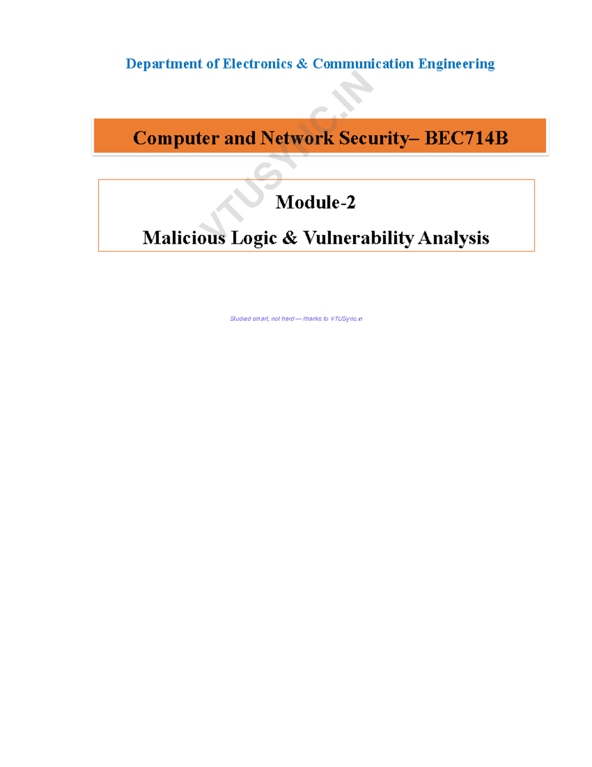BEC714B Malicious Logic Vulnerability Analysis: Trojan Horses & Viruses ...