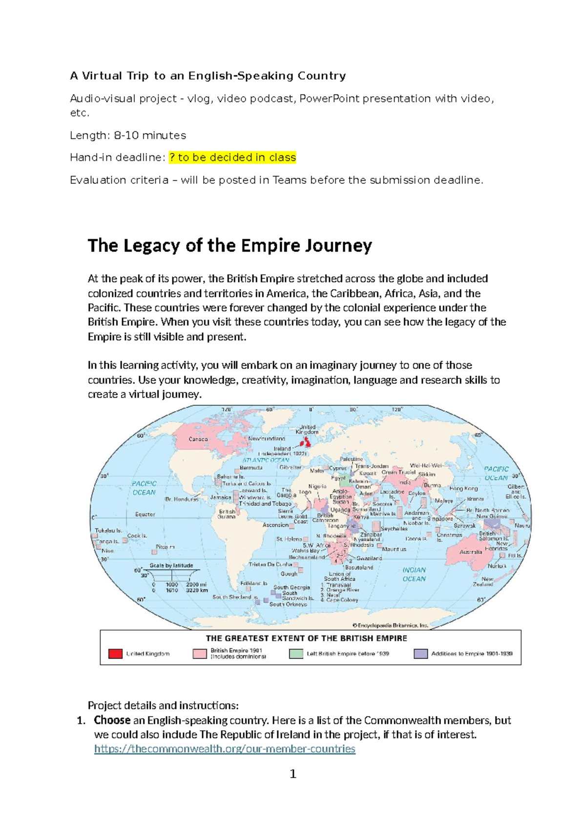 A Virtual Trip to an English-Speaking Country Project (ENG 101) - Studocu