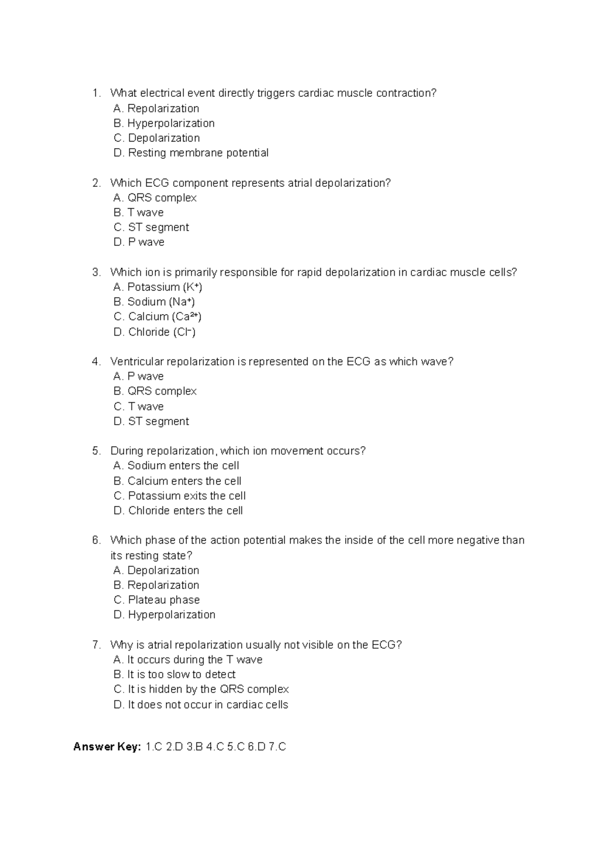 ECG Components and Cardiac Muscle Ion Movement: A Study Guide - Studocu