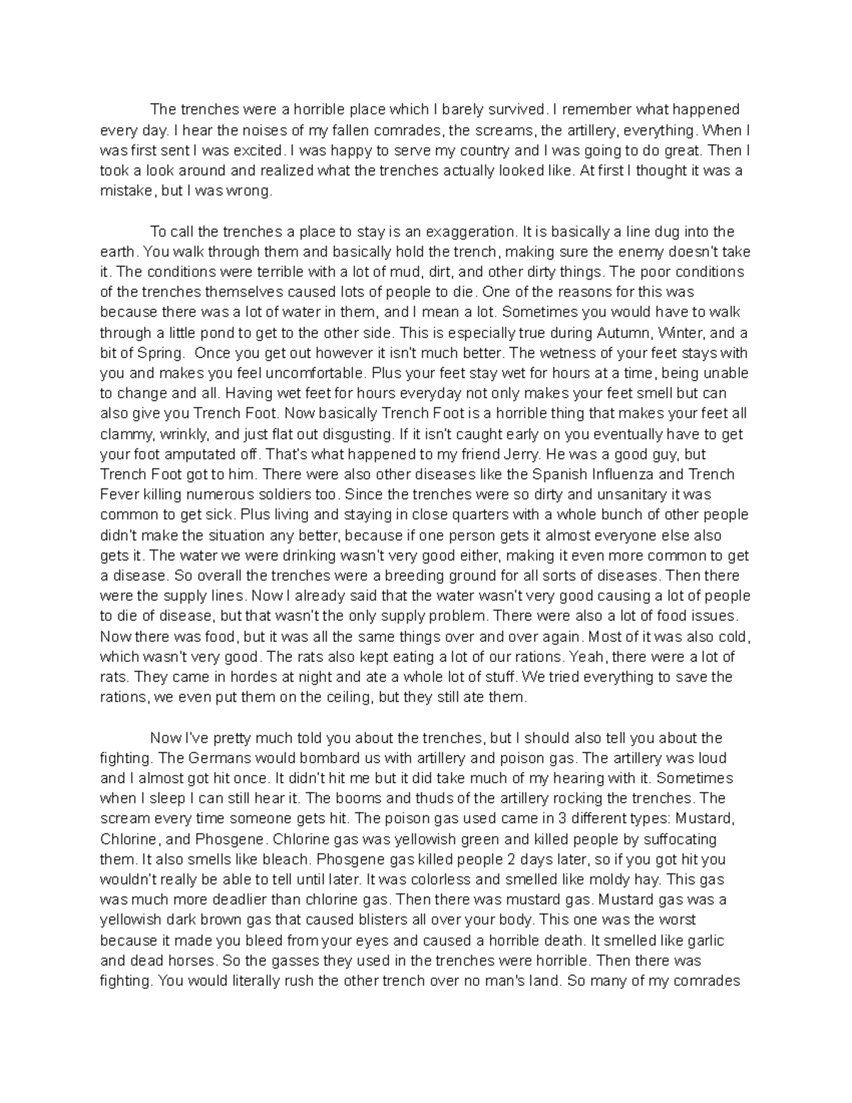 Warfare Reflection: The Horrors of Trench Life in WWI - Studocu