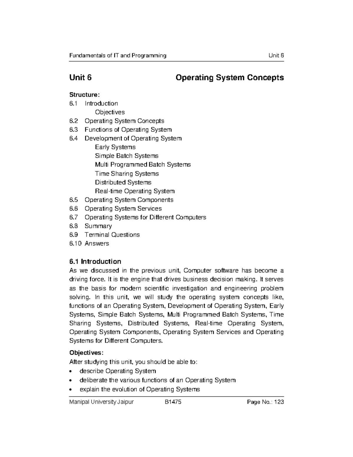 BCA-Unit 06-Understanding Operating Systems and Their Functions - Studocu
