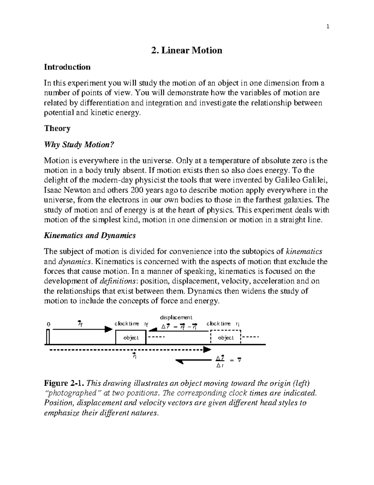 Linear Motion Experiment: Kinematics & Dynamics Analysis (PHYS 101) - Studocu