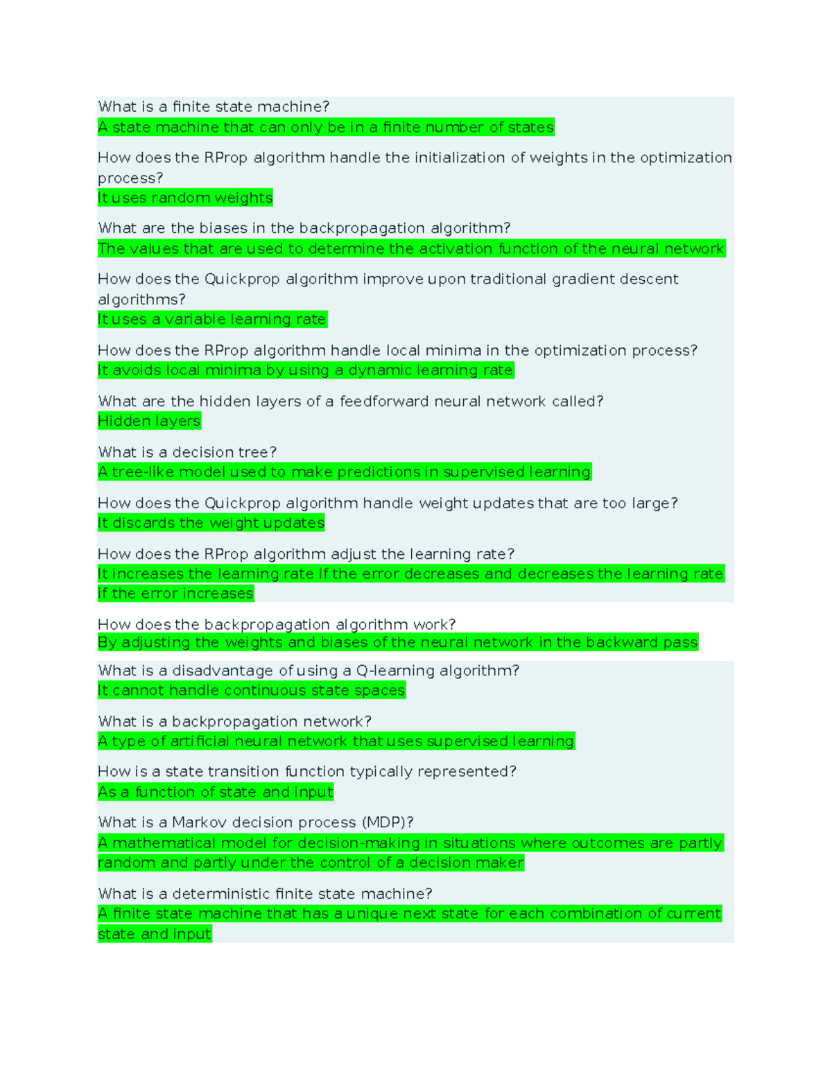 AI-Fundamentals-Finals: Key Concepts in Neural Networks and Algorithms - Studocu