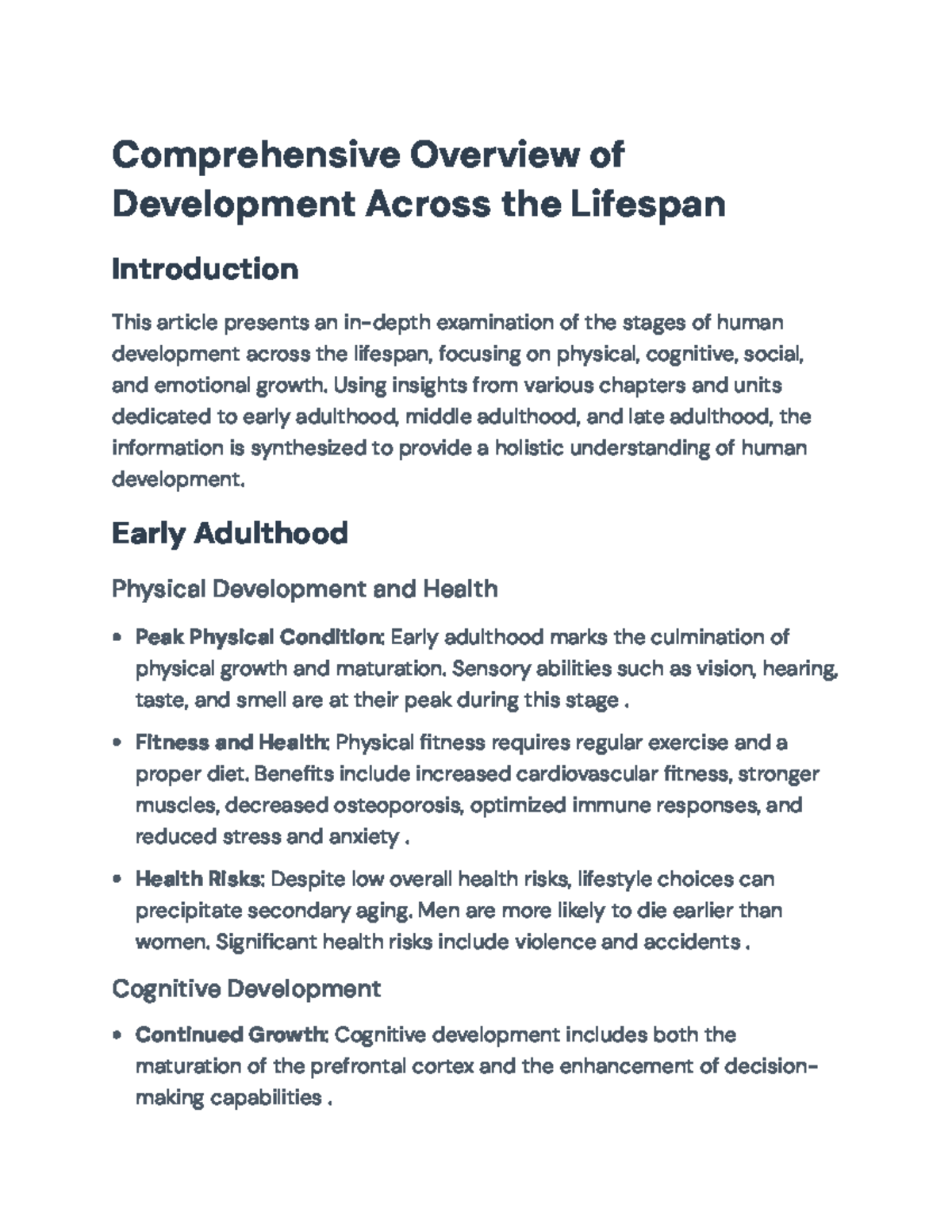 Human Development Across the Lifespan: A Comprehensive Overview - Studocu