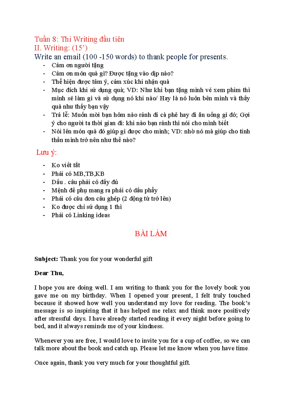 Writing & Speaking Practice - TA1: Email & Festival Topics - Studocu