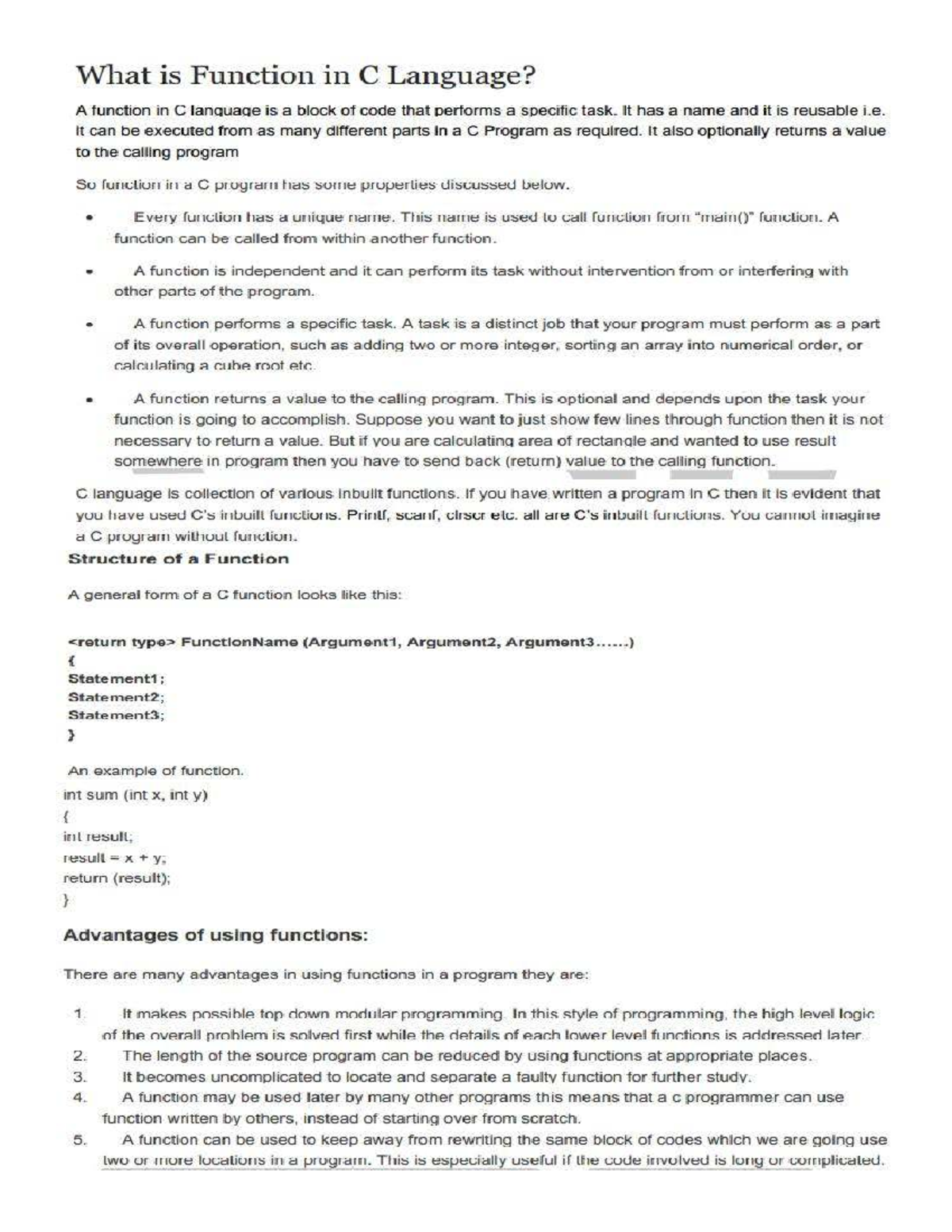 Function Notes on Call by Value vs Call by Reference - CS101 - Studocu