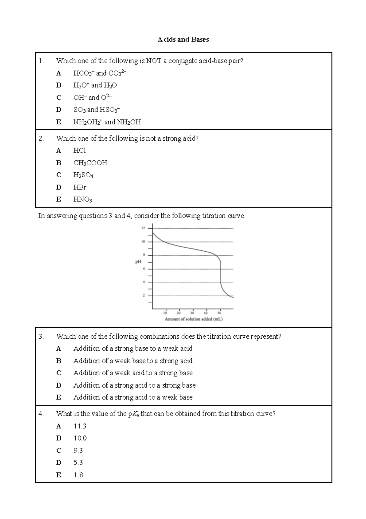 Acids and Bases - Essential Questions for CHEM1102 Exam Prep - Studocu