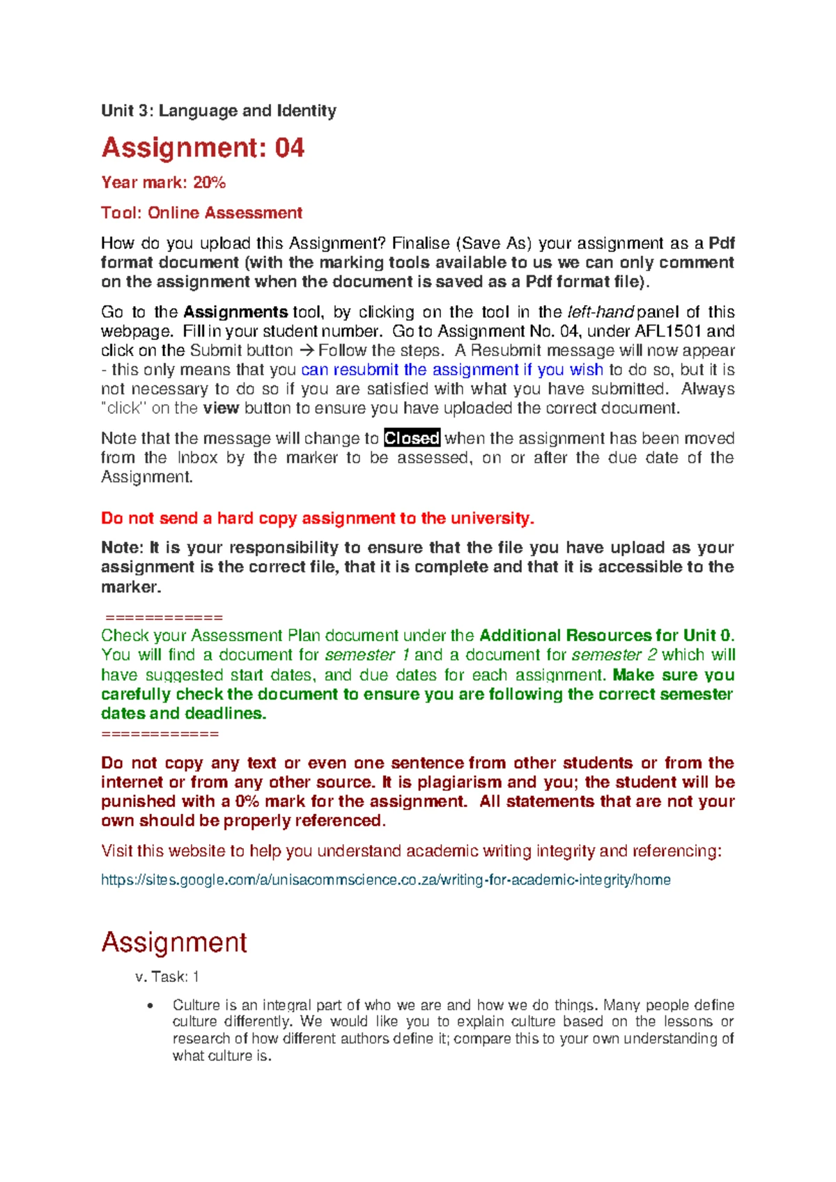 AFL1501-24-S1-15T Unit 1: The Role of Context in Language Usage - Studocu