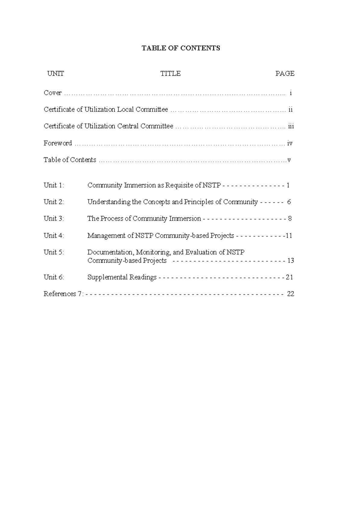 Teaching Guide for NSTP 102: Community Immersion and Project Evaluation ...