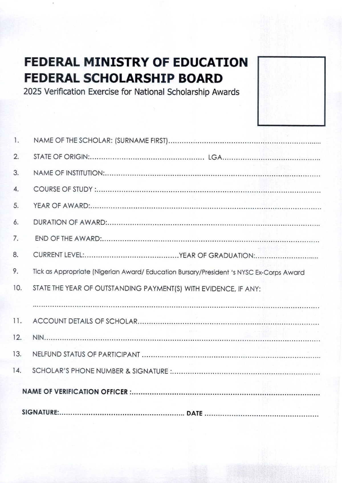 2025 Federal Scholarship Verification Form 0001 - Studocu