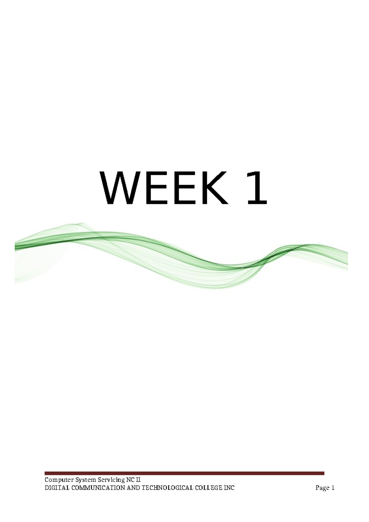 WEEK 1: Installing and Configuring Computer Systems - Computer System ...