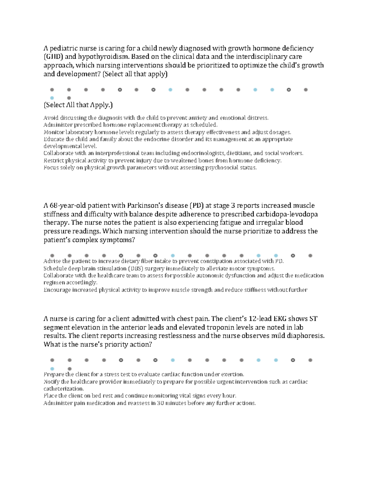 MS II Practice Questions: Nursing Interventions for Complex Conditions ...