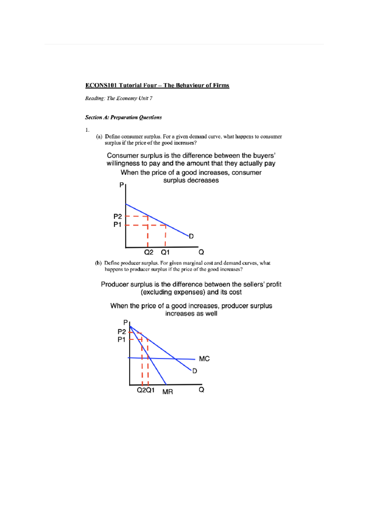 ECONS101 Tutorial Session 4: Key Concepts and Exercises - Studocu