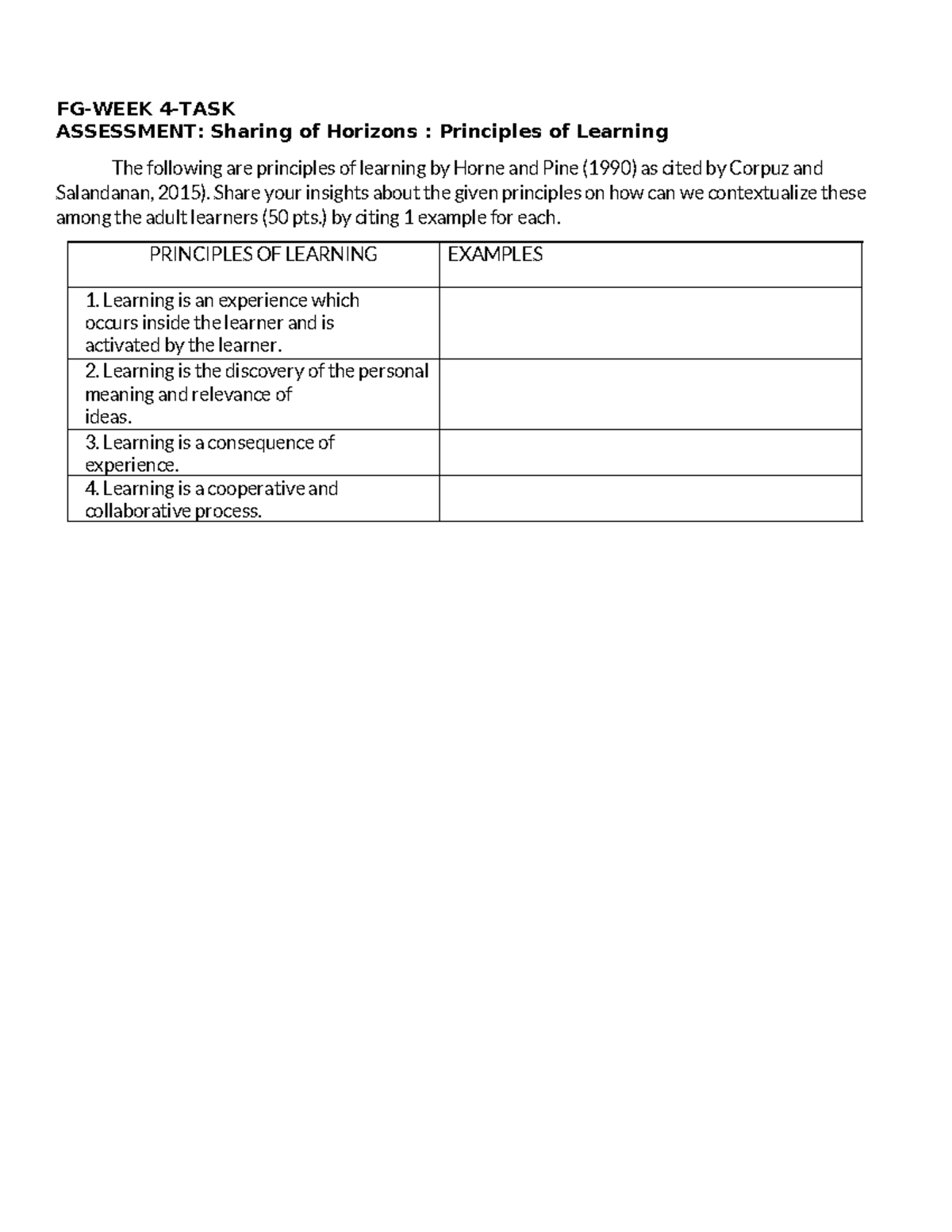 FG-WEEK 4 TASK - . m. - FG-WEEK 4-TASK ASSESSMENT: Sharing of Horizons ...