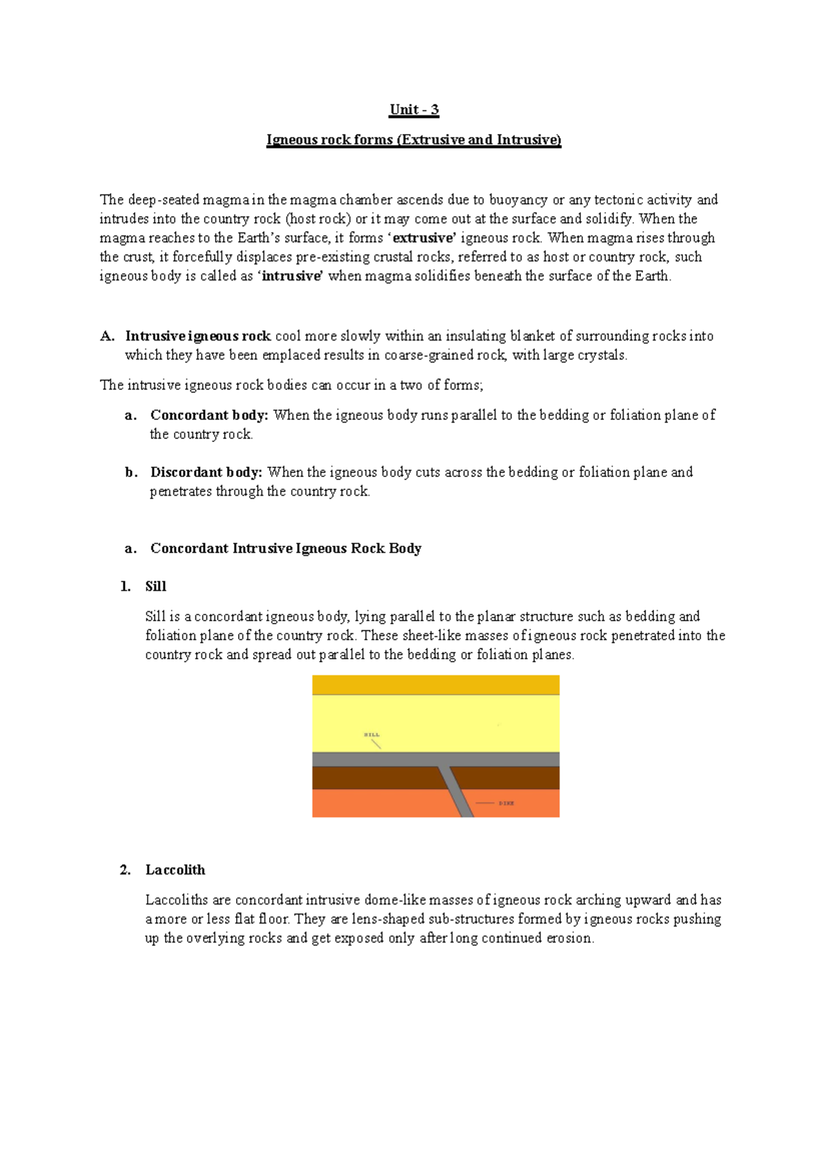 Igneous Rocks: Intrusive vs Extrusive - Unit 3 Overview - Studocu