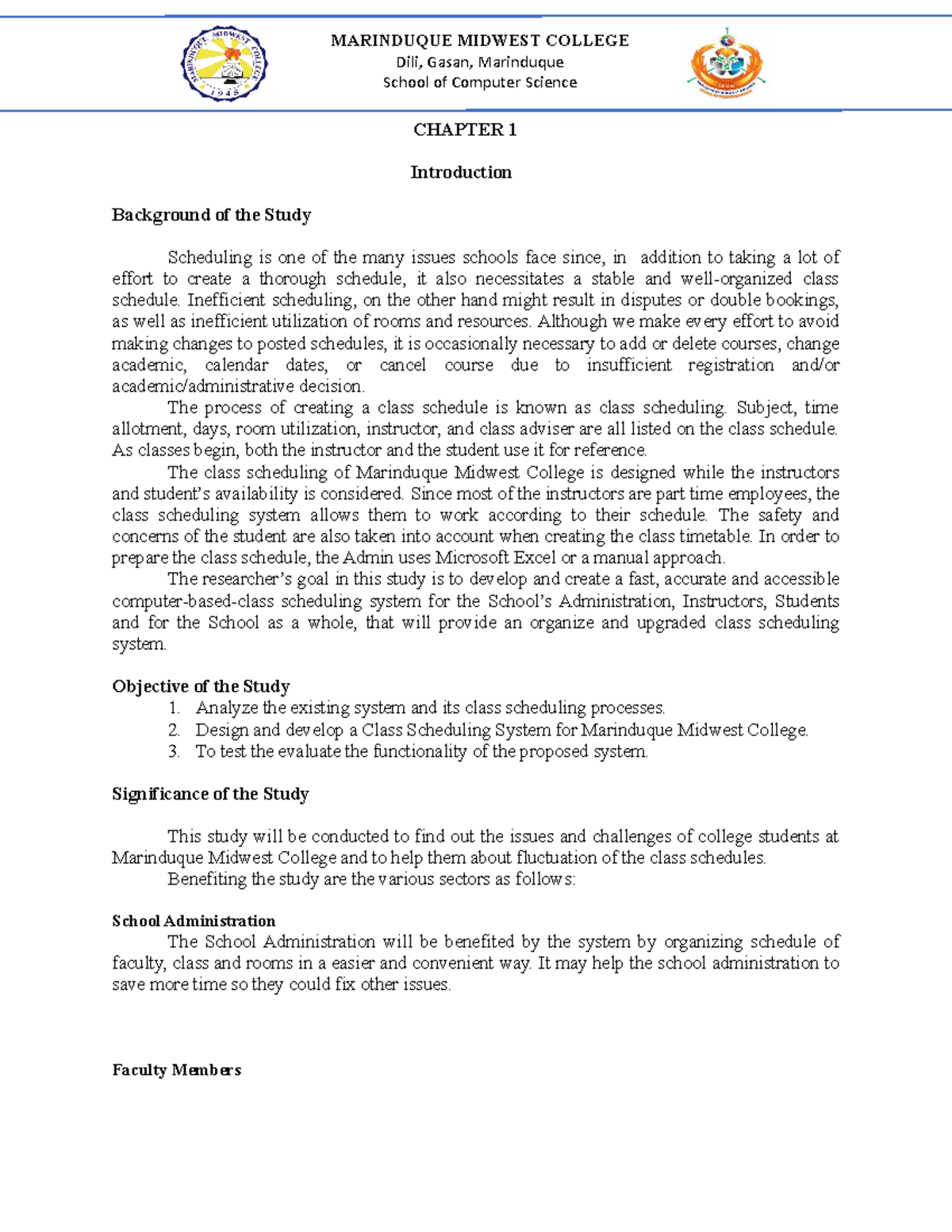 Class Scheduling System (CS-101) - Chapter 1 Overview and Objectives ...