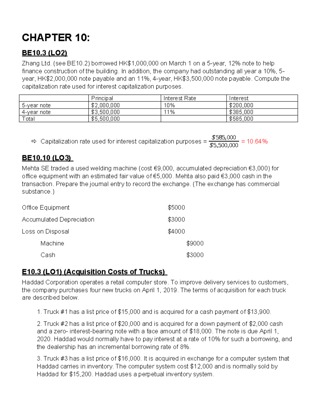Chapter 10: BE10.3 & E10.3 - Interest Capitalization & Journal Entries ...