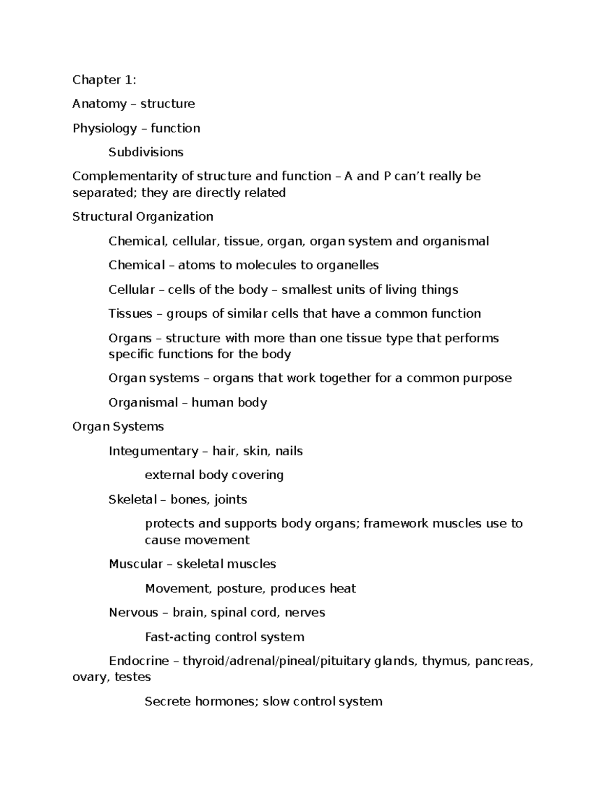 Anatomy and Physiology Overview with Biochemistry Insights - A&P - Studocu