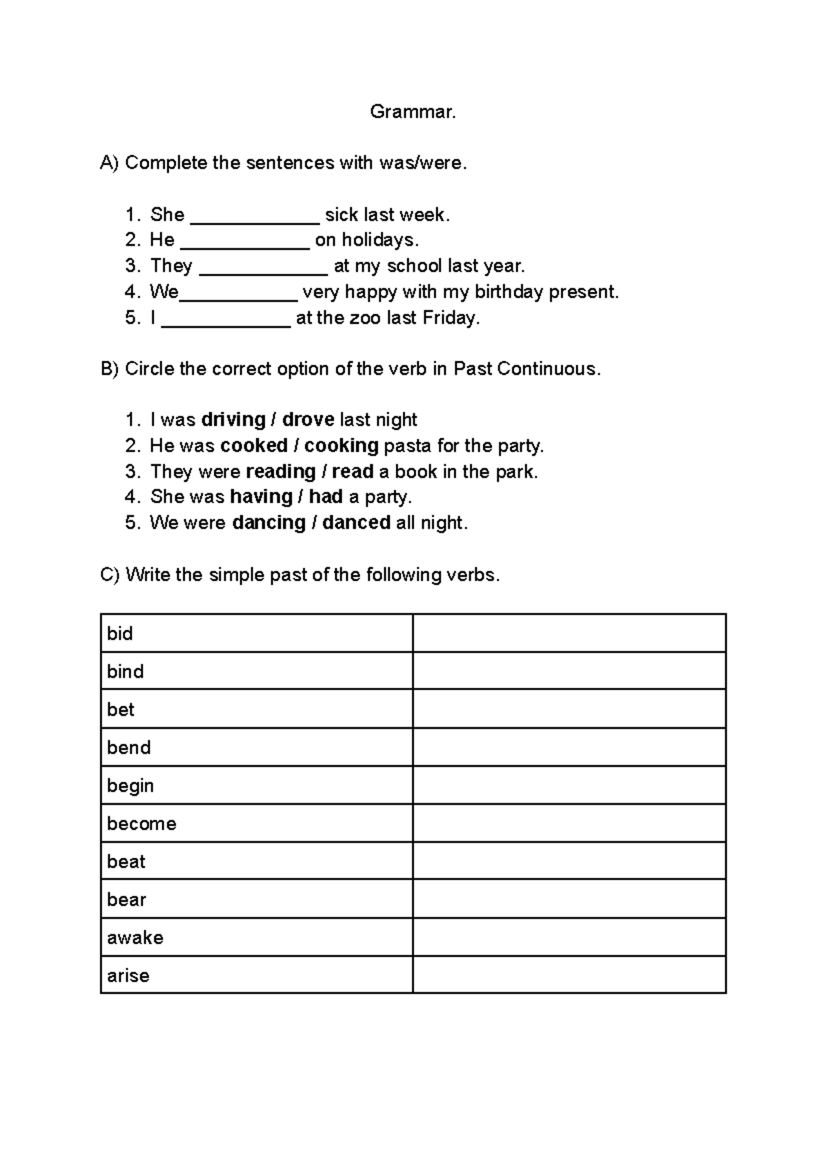 5th Exam - Grammar Exercises and Vocabulary Practice - Studocu