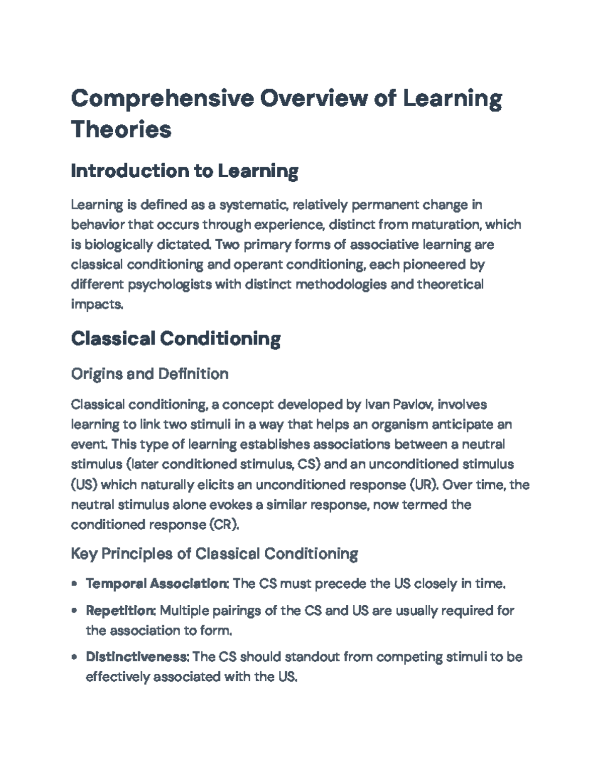 Learning Theories: Classical and Operant Conditioning Overview ...